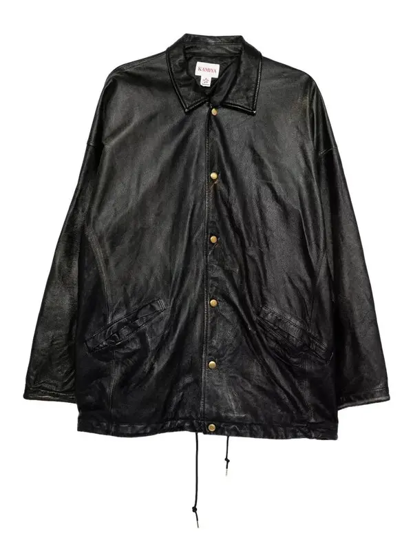 KAMIYA Distressed Leather Jacket - Black