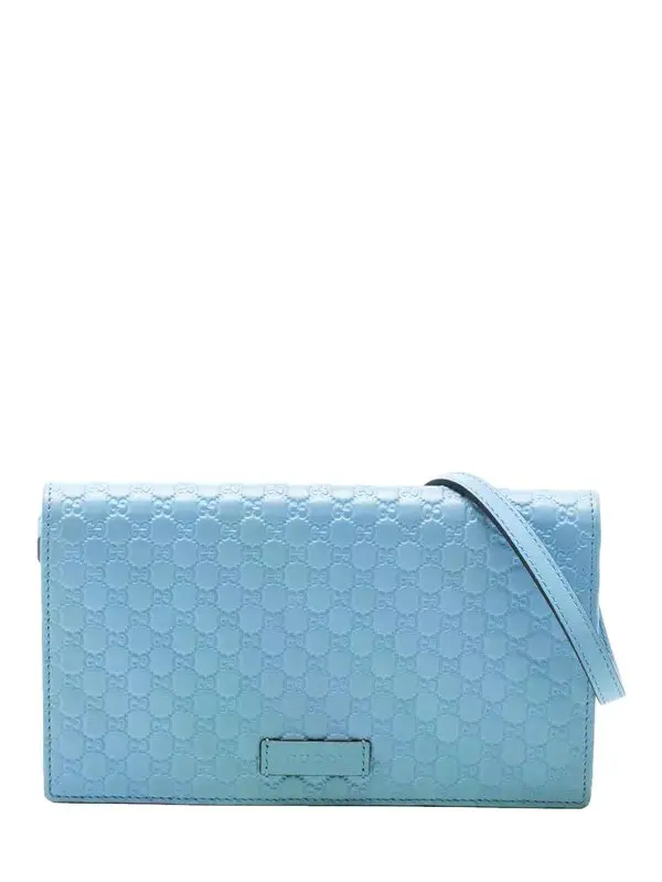 Gucci 2000-2015 Microssima Wallet On Strap Crossbody Bag - Blue