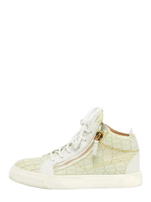 GIUSEPPE ZANOTTI Crocodile-effect High-top Sneakers - Neutrals