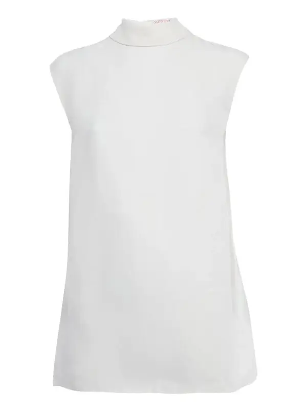 Valentino Garavani Tie-neck Crepe Top - White