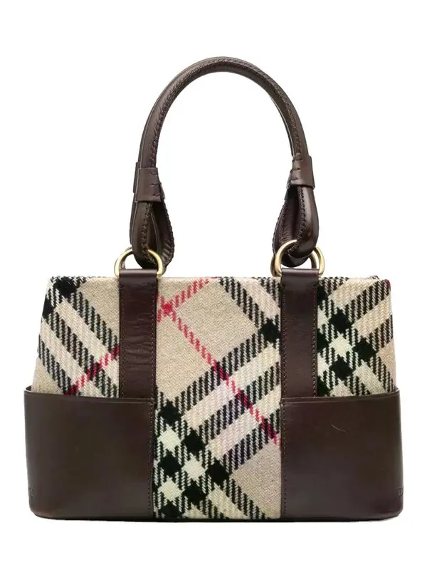 Burberry 2000-2017 Supernova Check Wool Tote Bag - Brown