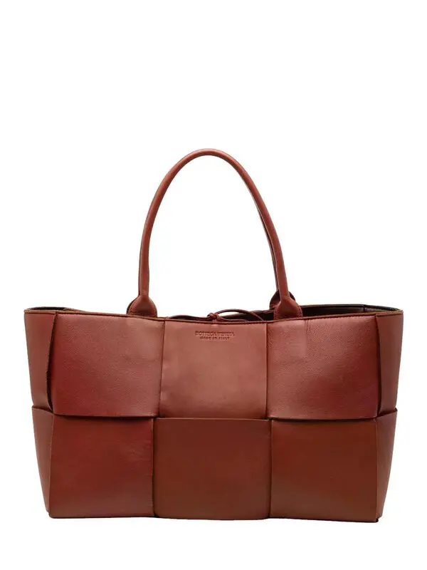 Bottega Veneta 2012-2025 Medium Nappa Maxi Intrecciato Arco Tote Bag - Brown