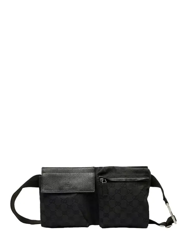 Gucci Gg Canvas Double Pocket Belt Bag - Black