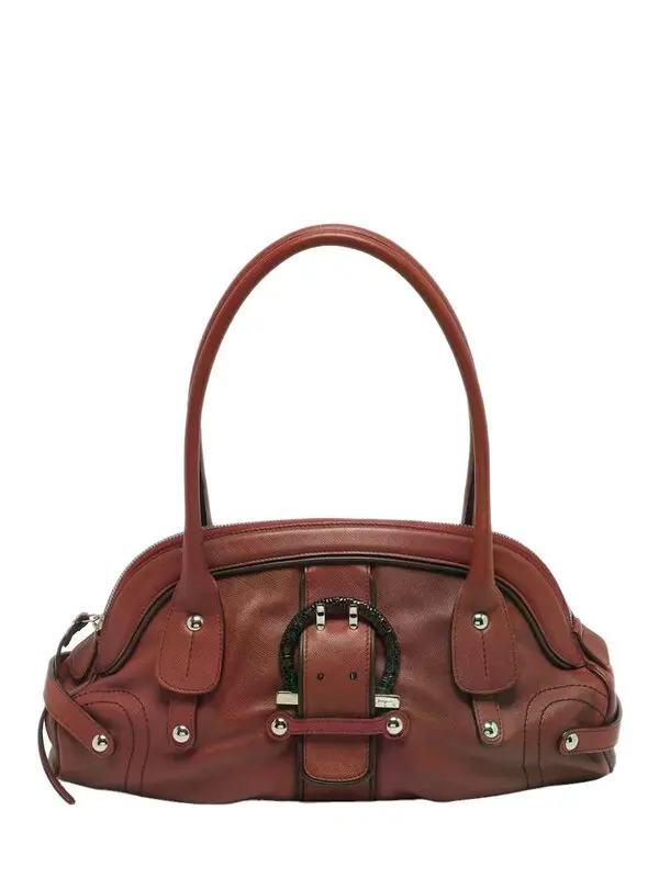 FERRAGAMO Gancini Leather Shoulder Bag - Brown