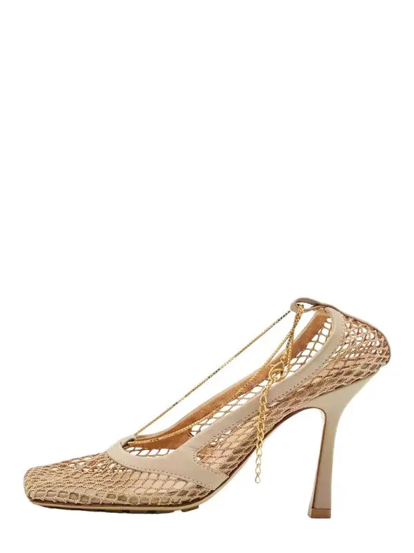 Bottega Veneta Square-toe Pumps With Chain Detail - Neutrals