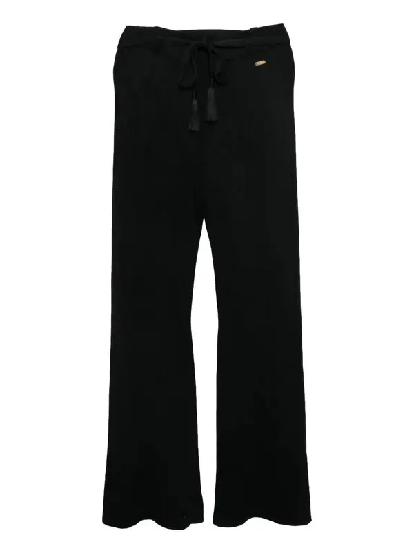 TOM FORD Wide Leg Ribbed Trousers - Black