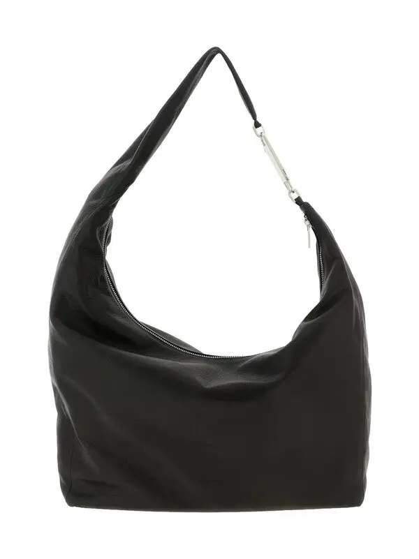 Rick Owens Gemini Zip Hook Leather Shoulder Bag - Black