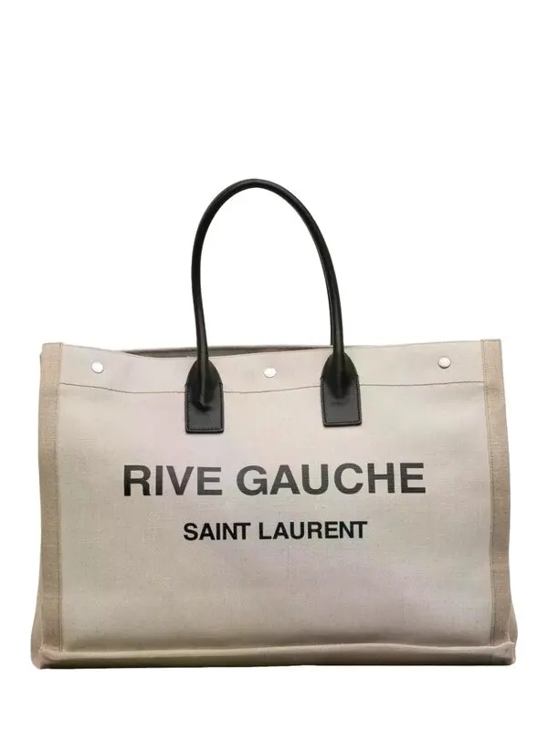 Saint Laurent 2021 Canvas Rive Gauche Tote Bag - Brown