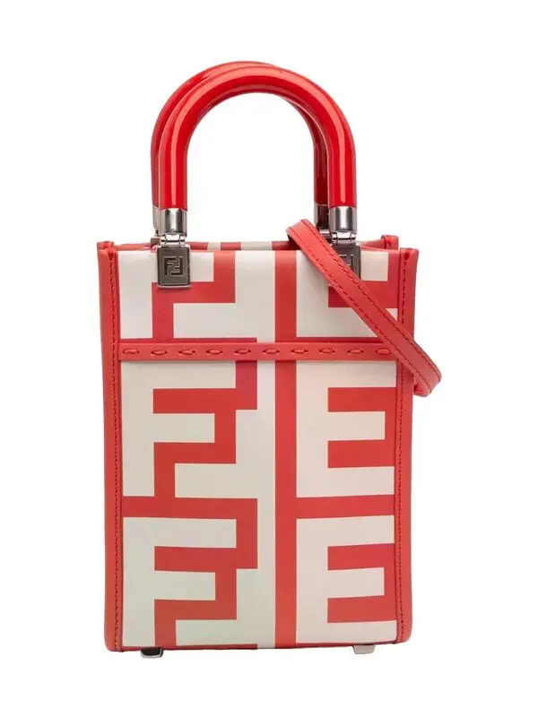 Fendi Mini Sunshine Shopper Tote Satchel - Red