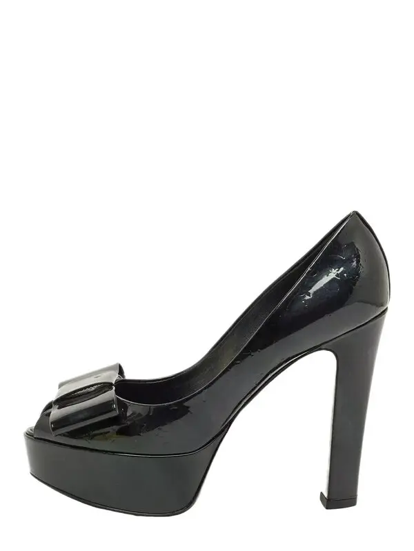 LOUIS VUITTON Vernis Bow-detail Platform Pumps - Black