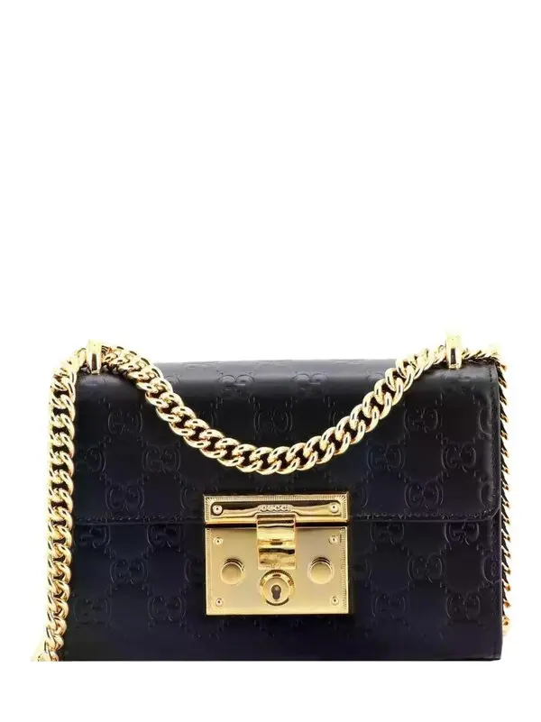 Gucci Padlock Shoulder Bag Sima Leather Small - Black