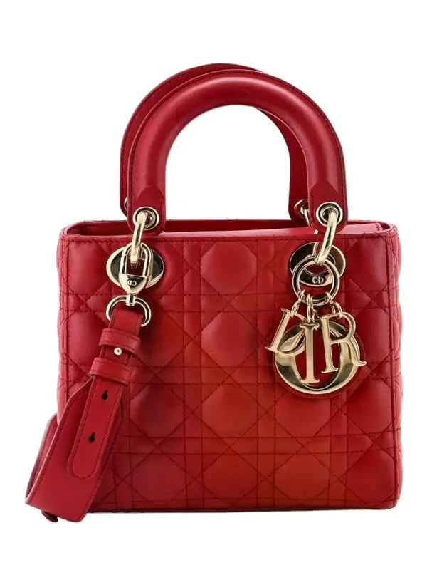 Dior My Abcdior Lady Bag Cannage Quilt Lambskin - Red