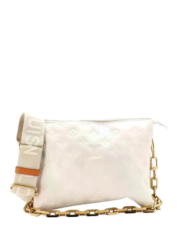 LOUIS VUITTON Coussin Pm Crossbody Bag Monogram Embossed Lambskin - White