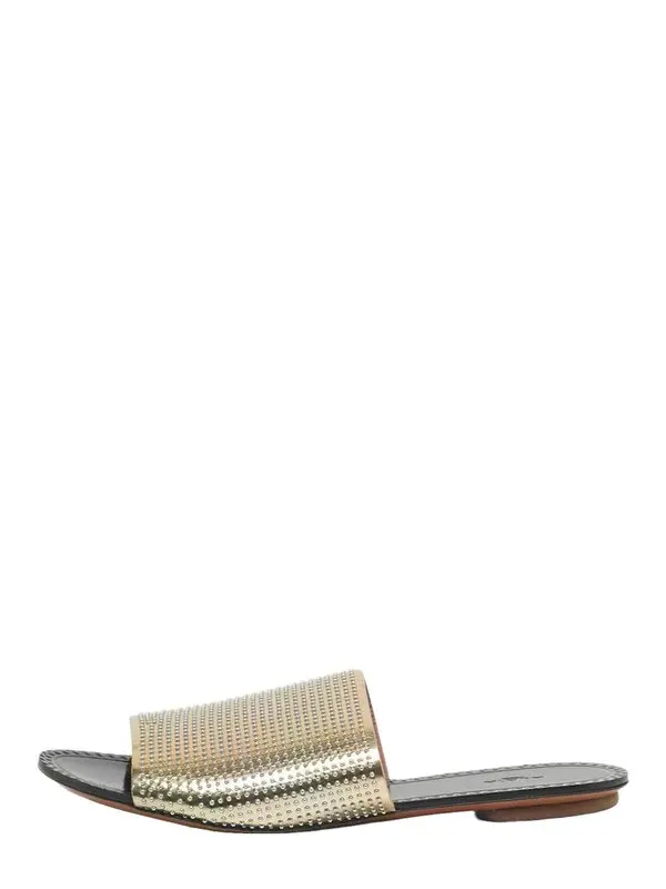 Alaïa Shimmering Leather Slides - Gold