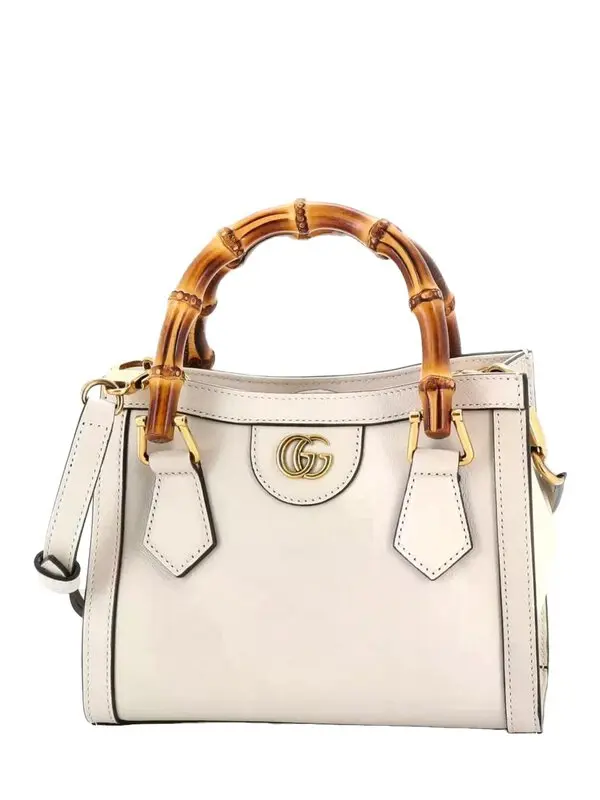 Gucci Diana Nm Bamboo Handle Leather Mini Crossbody Bag - White