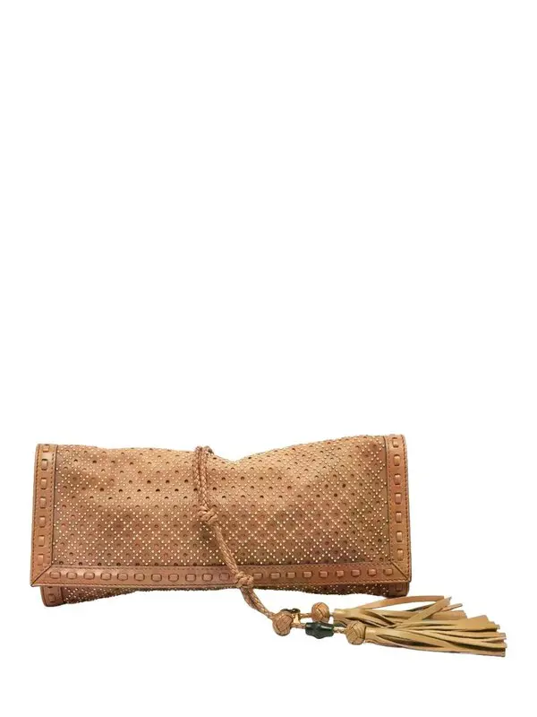 Gucci Perforated Studded Clutch Bag - Brown