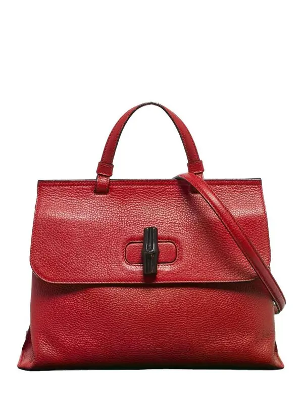 Gucci Medium Bamboo Daily Leather Tote - Red