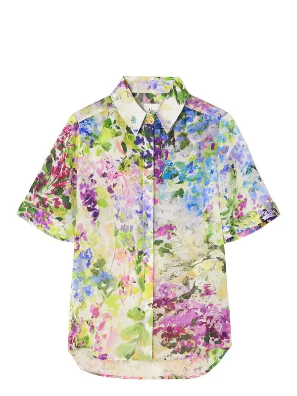 Aje Adina Floral-print Lyocell-blend Shirt - Purple