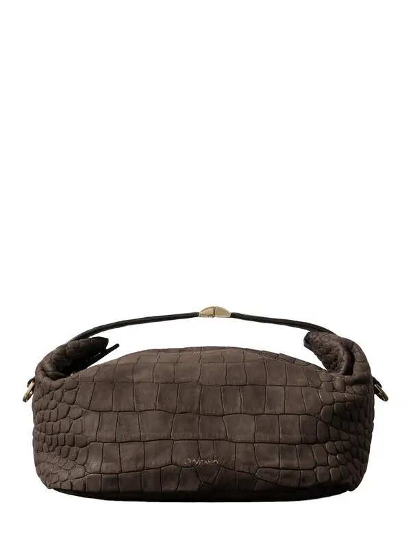Calvin Klein Andy Small Croc-effect Clutch - Brown