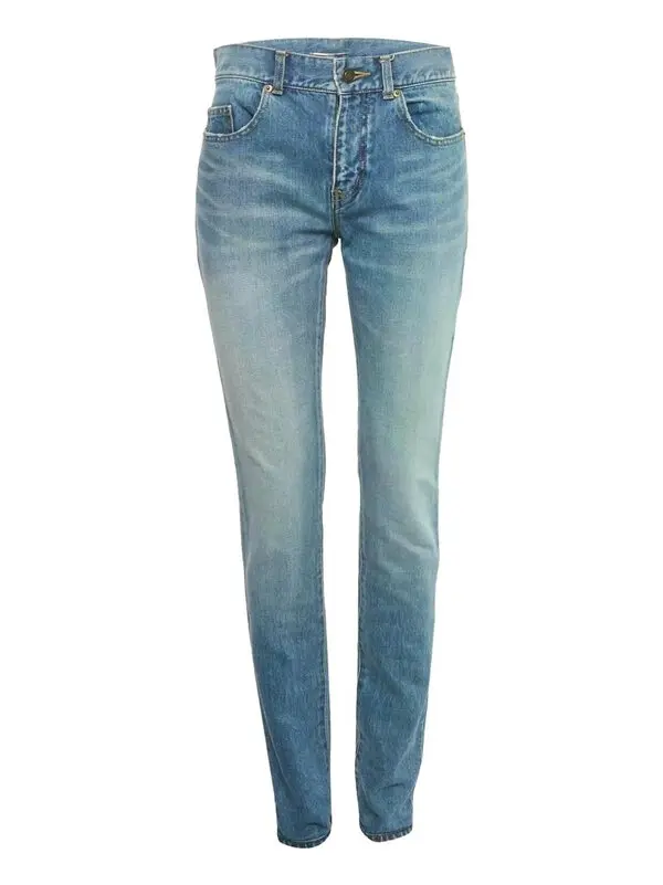 Saint Laurent Embroidered Skinny Jeans - Blue