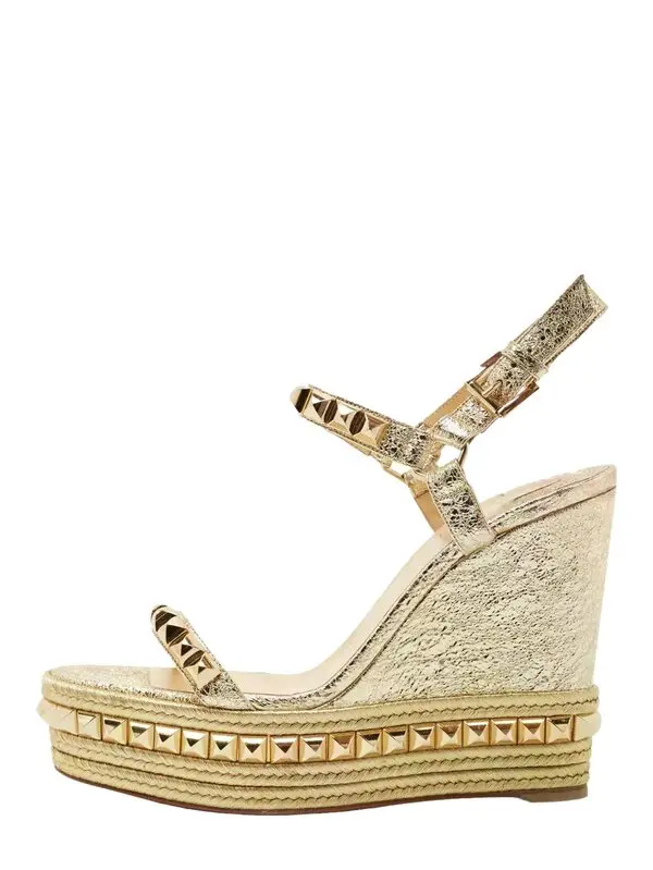 CHRISTIAN LOUBOUTIN Cataclou Studded Wedge Sandals - Gold