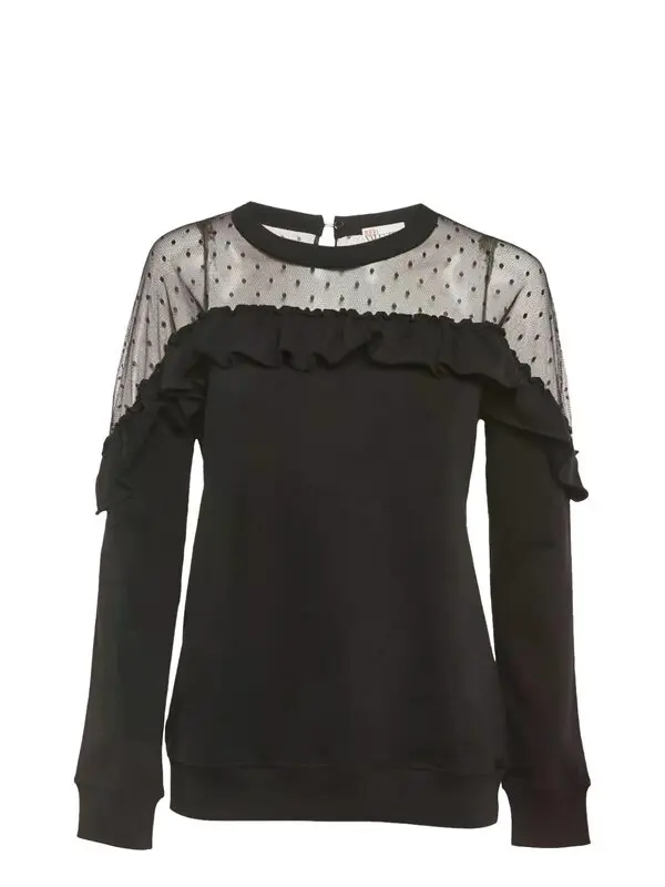 Valentino Garavani Tulle Ruffle-detail Sweatshirt - Black