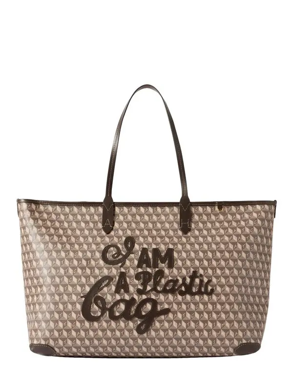 ANYA HINDMARCH Leather-trimmed Coated-canvas Tote - Brown