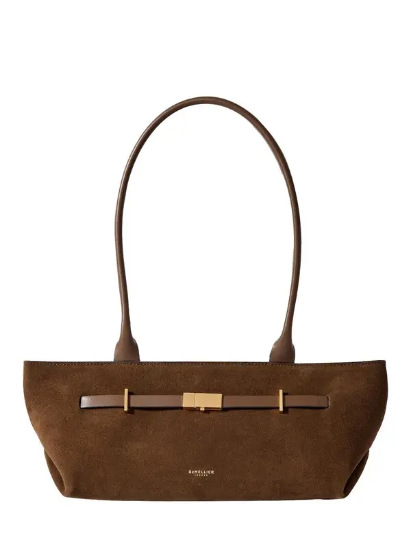 DEMELLIER New York Leather-trimmed Suede Shoulder Bag - Brown
