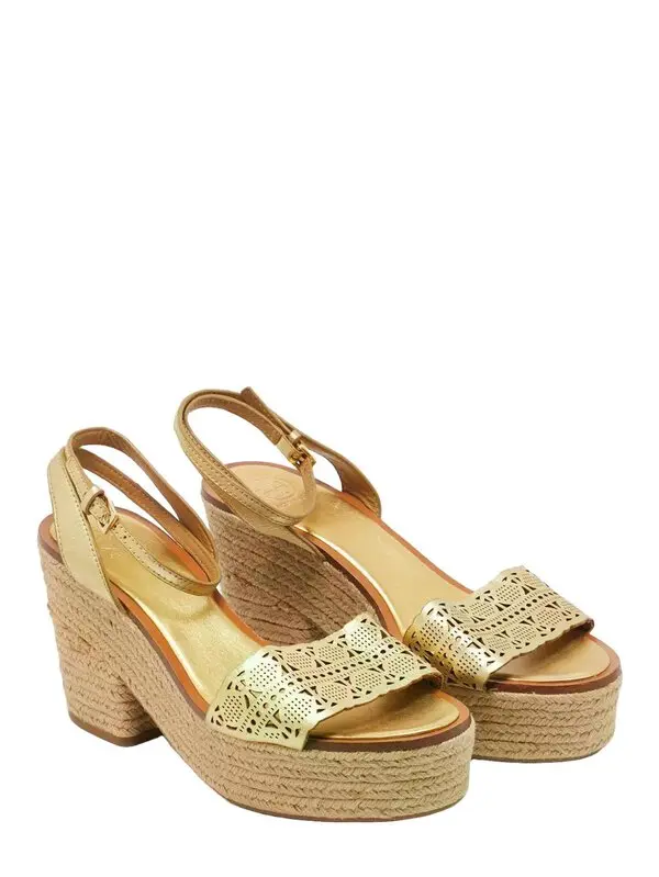Tory Burch Roselle Cutout Platform Espadrilles - Gold