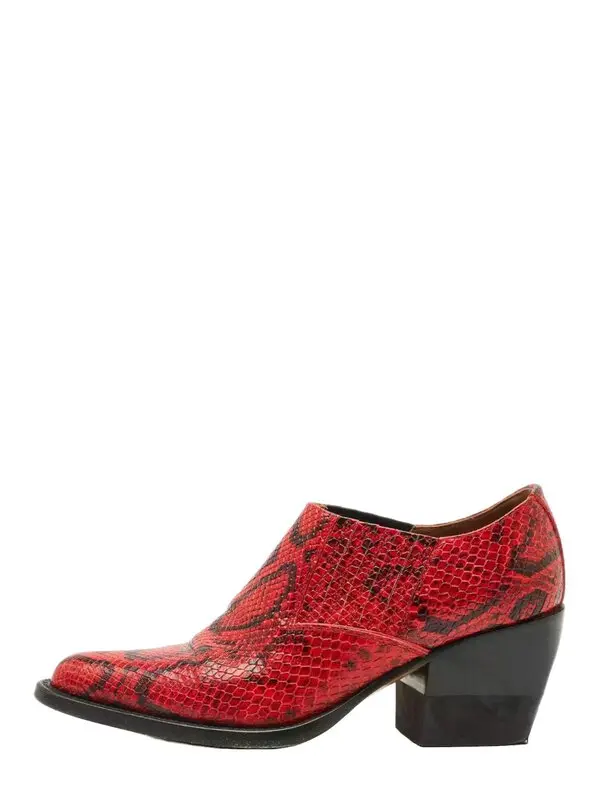 Chloé Rylee Snakeskin-embossed Leather Boots - Red