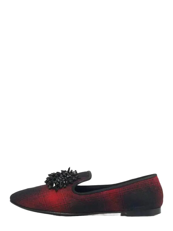 GIUSEPPE ZANOTTI Fabric Crystal-embellished Loafers - Red