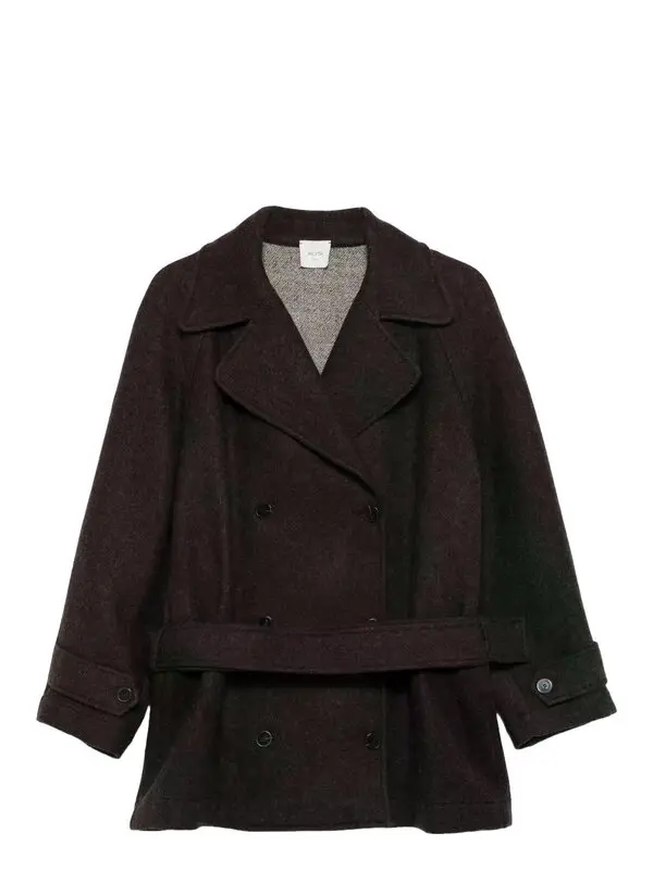 ALYSI Belted Double-breasted Coat - Brown
