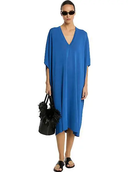Michael Kors Stretch Viscose V-neck Caftan - Blue