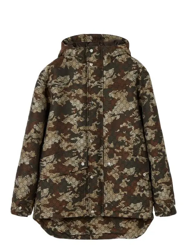 Gucci Gg Marbled Cotton Jacquard Padded Jacket - Green