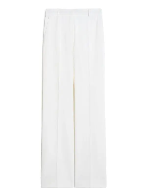 Max Mara Wool Crepe Straight Leg Trousers - White