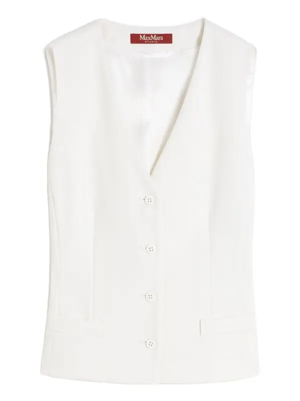 Max Mara Wool Crepe Gilet - White