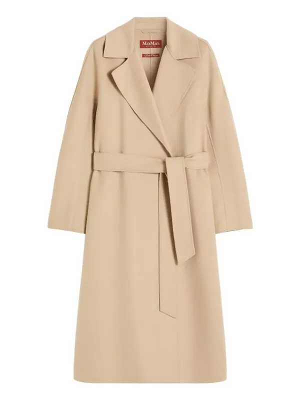 Max Mara Long Wool, Cashmere And Silk Coat - Sand