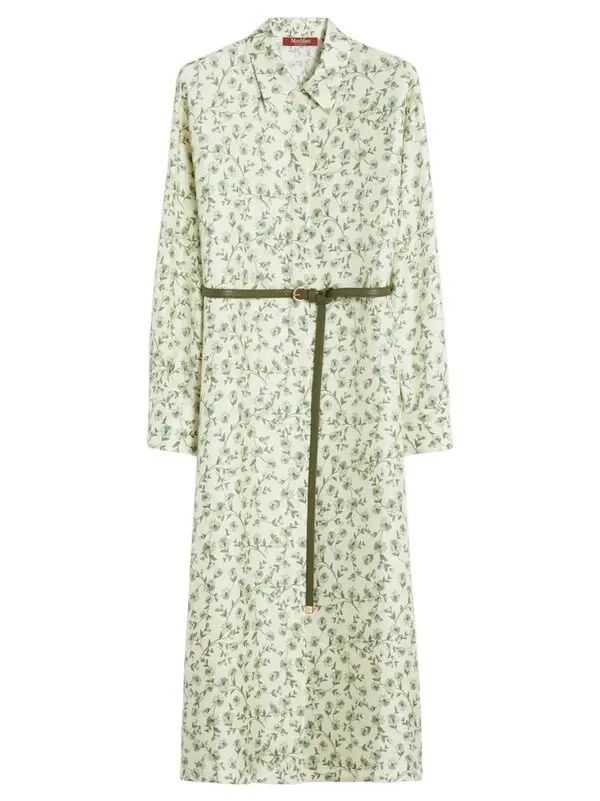 Max Mara Printed Silk Twill Shirt Dress - Ivory