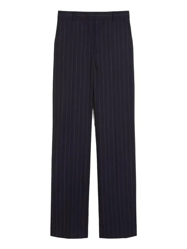 Max Mara Pinstripe Wool Trousers - Navy