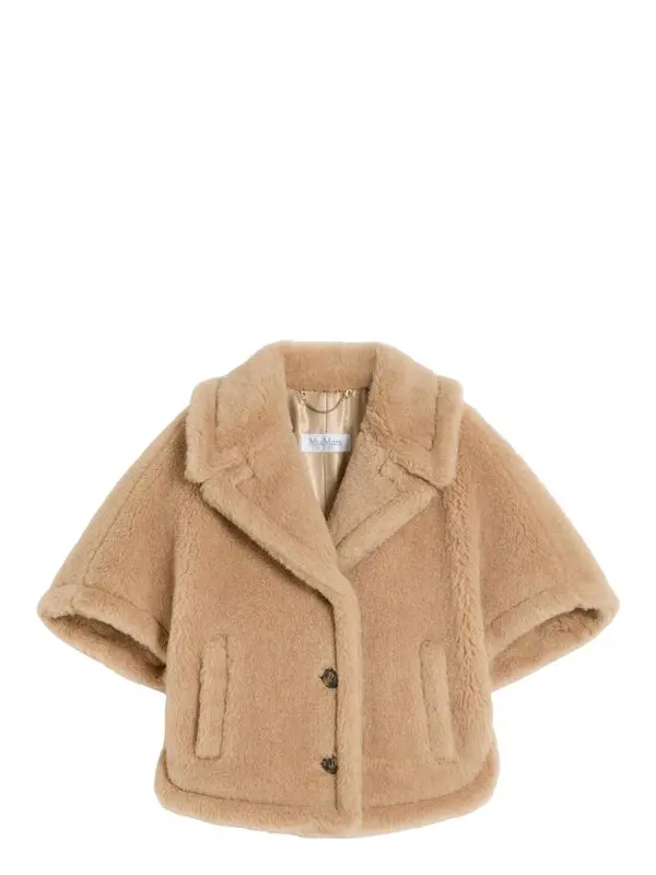 Max Mara Alpaca And Cashmere Teddy Fabric Cape - Beige