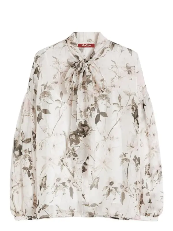 Max Mara Printed Chiffon Blouse - White