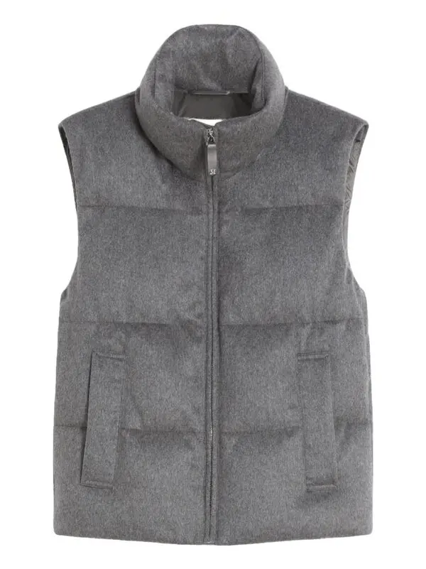 Max Mara Water-repellent Padded Cashmere And Canvas Gilet - Medium Grey