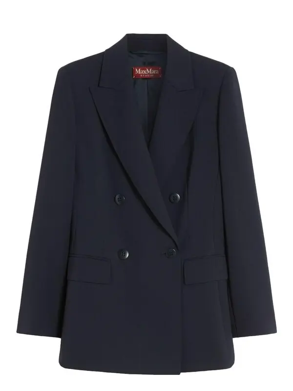 Max Mara Fitted Wool Crepe Blazer - Navy