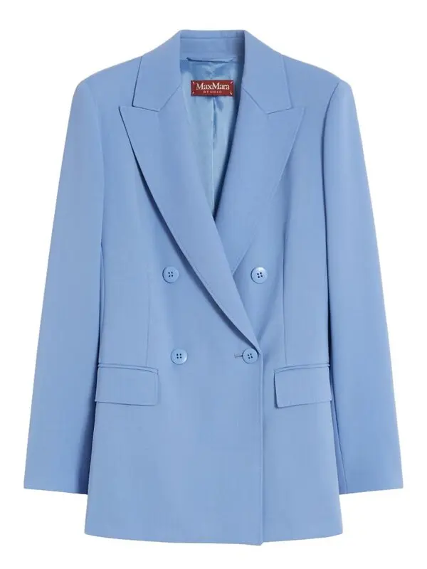 Max Mara Fitted Wool Crepe Blazer - Light Blue