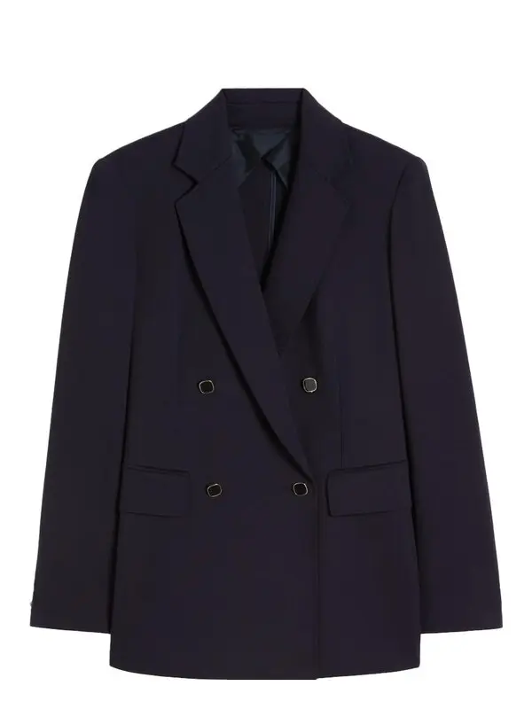 Max Mara Milano-knit Double-breasted Jersey Blazer - Navy