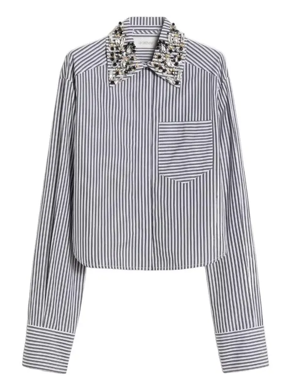 Max Mara Striped Poplin Shirt - Black
