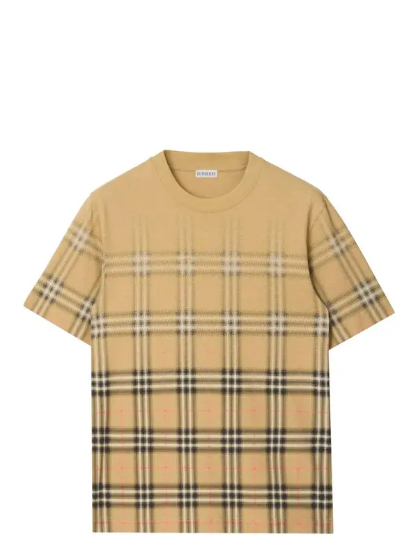 Burberry Cotton Gradient Check T-shirt - Beige