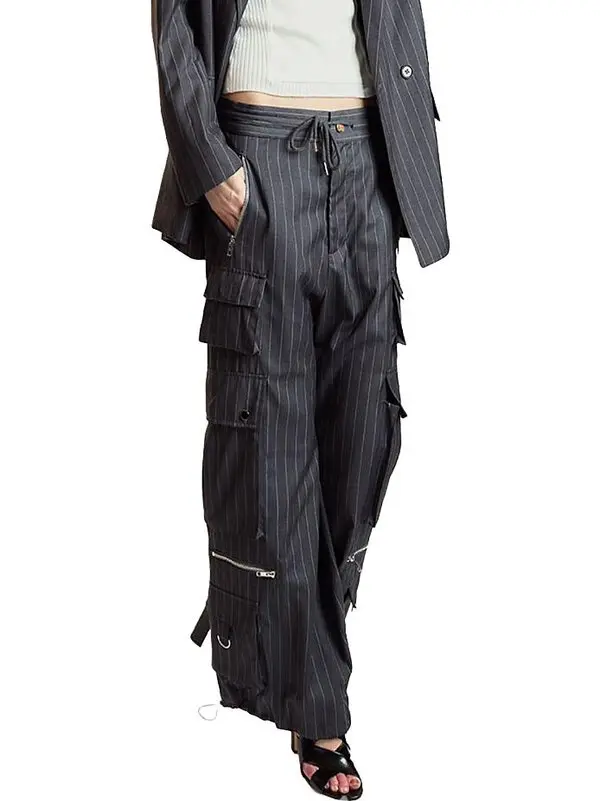 Cynthia Rowley Pinstripe Cargo Pants - Heather Grey
