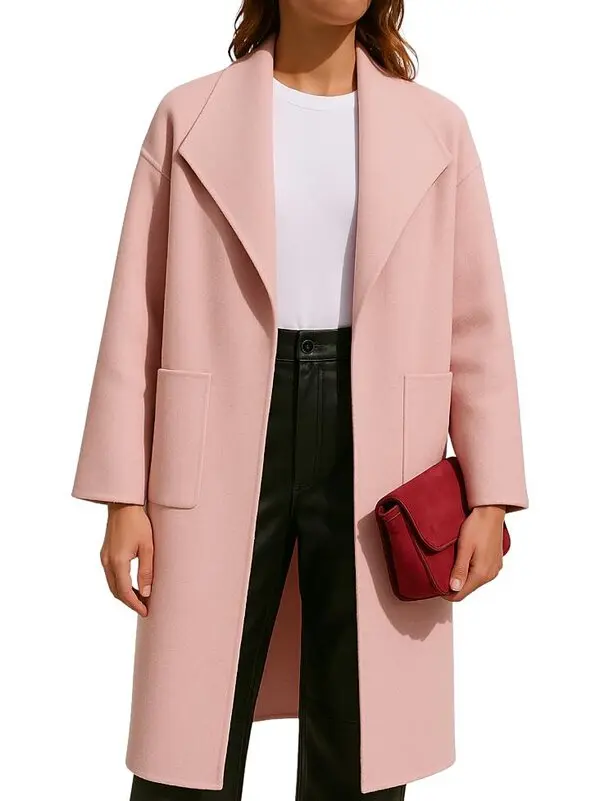 Mint Velvet Wool Blend Hand-finished Coat - Light Pink