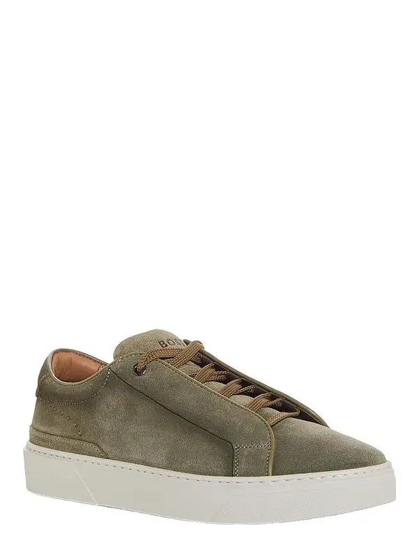 BOSS Gary Tenn Low Top Sneakers - Open Green Suede